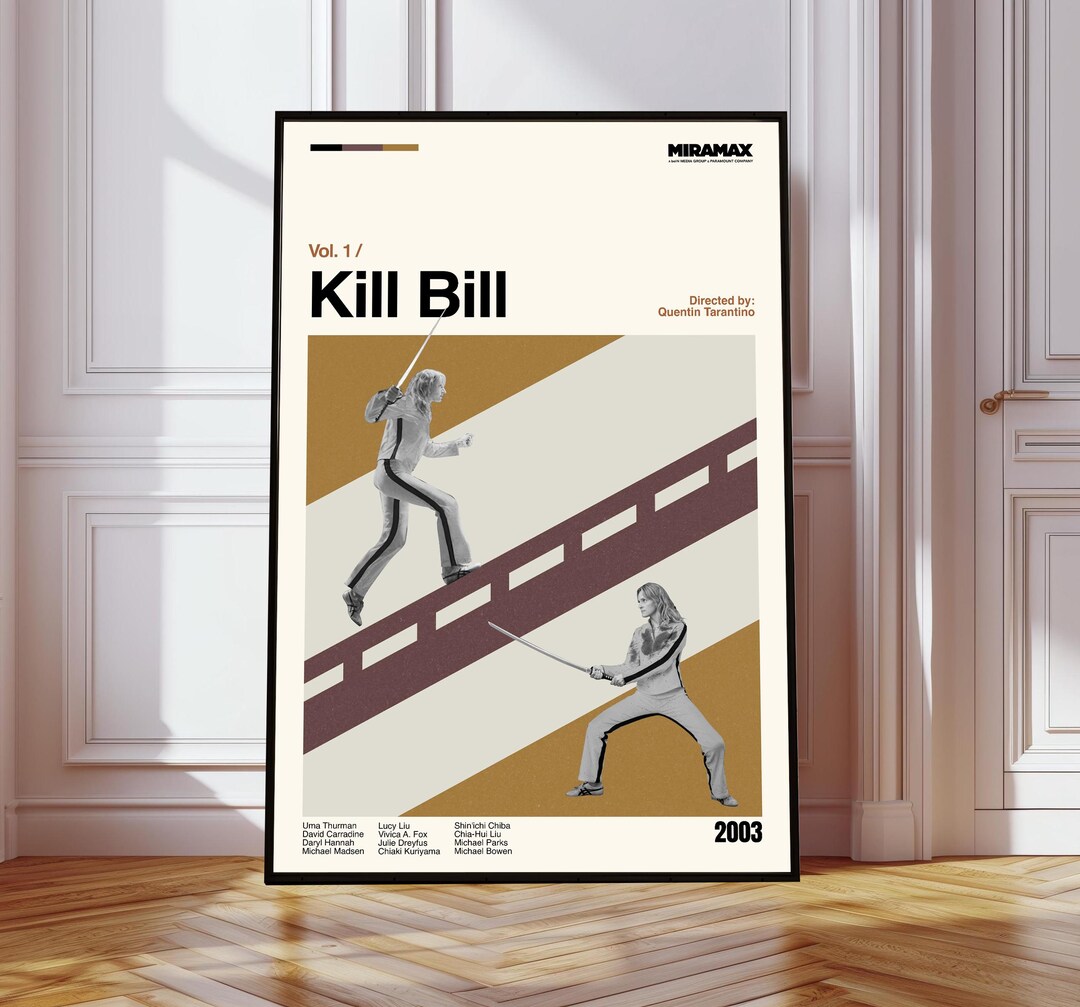 Kill Bill Vol 1 Poster, Kill Bill Poster, Mid Century Art, Minimalist ...