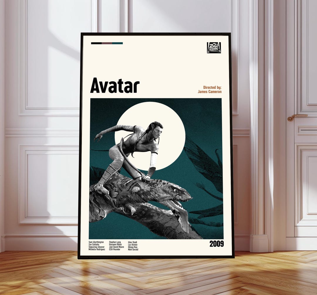 AVATAR Movie Poster, James Cameron Film Poster, Mid Century Modern Art ...