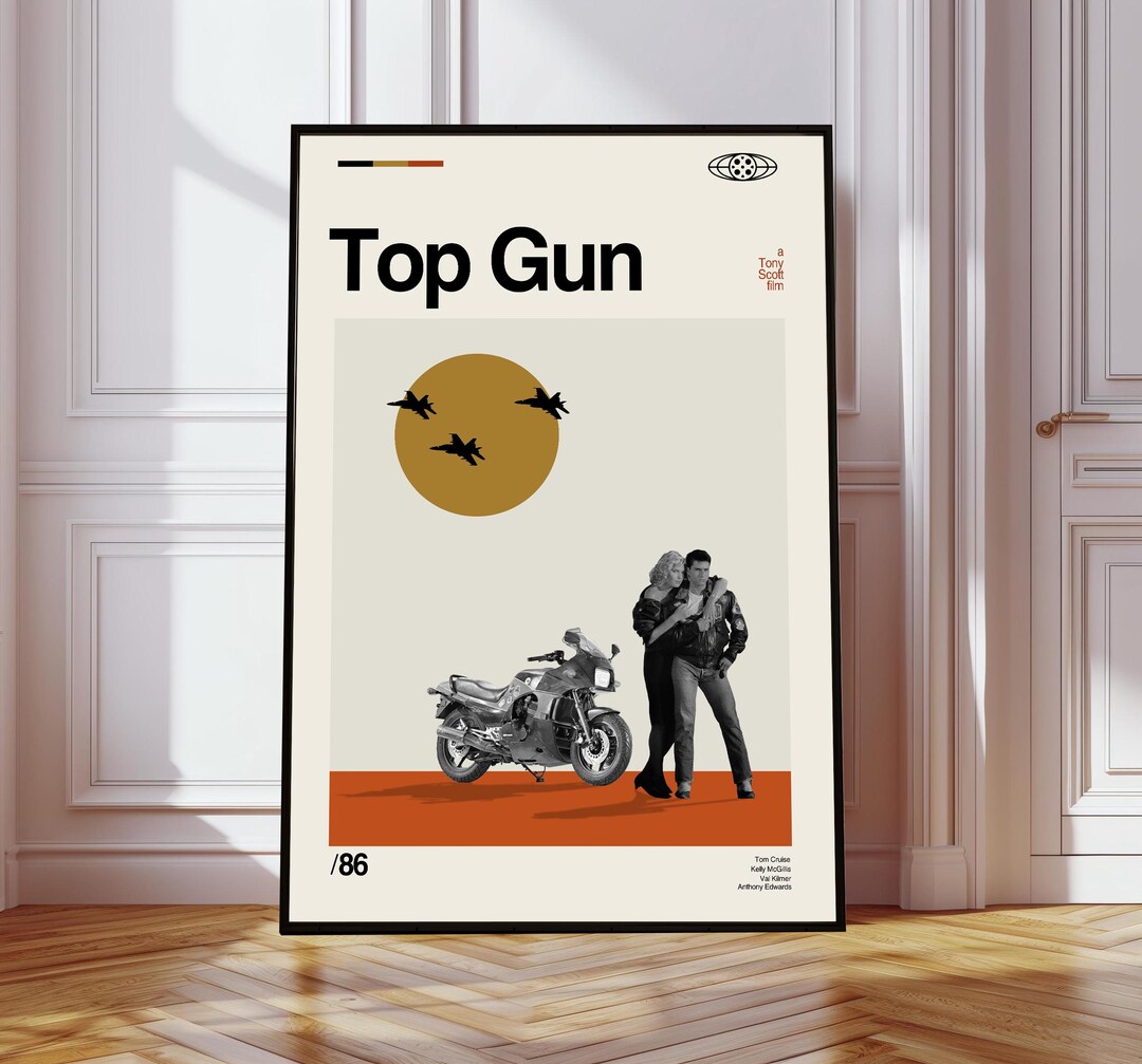 Retro Top Gun - Tony Scott Movie Poster, Tom Cruise Poster, Mid Century ...