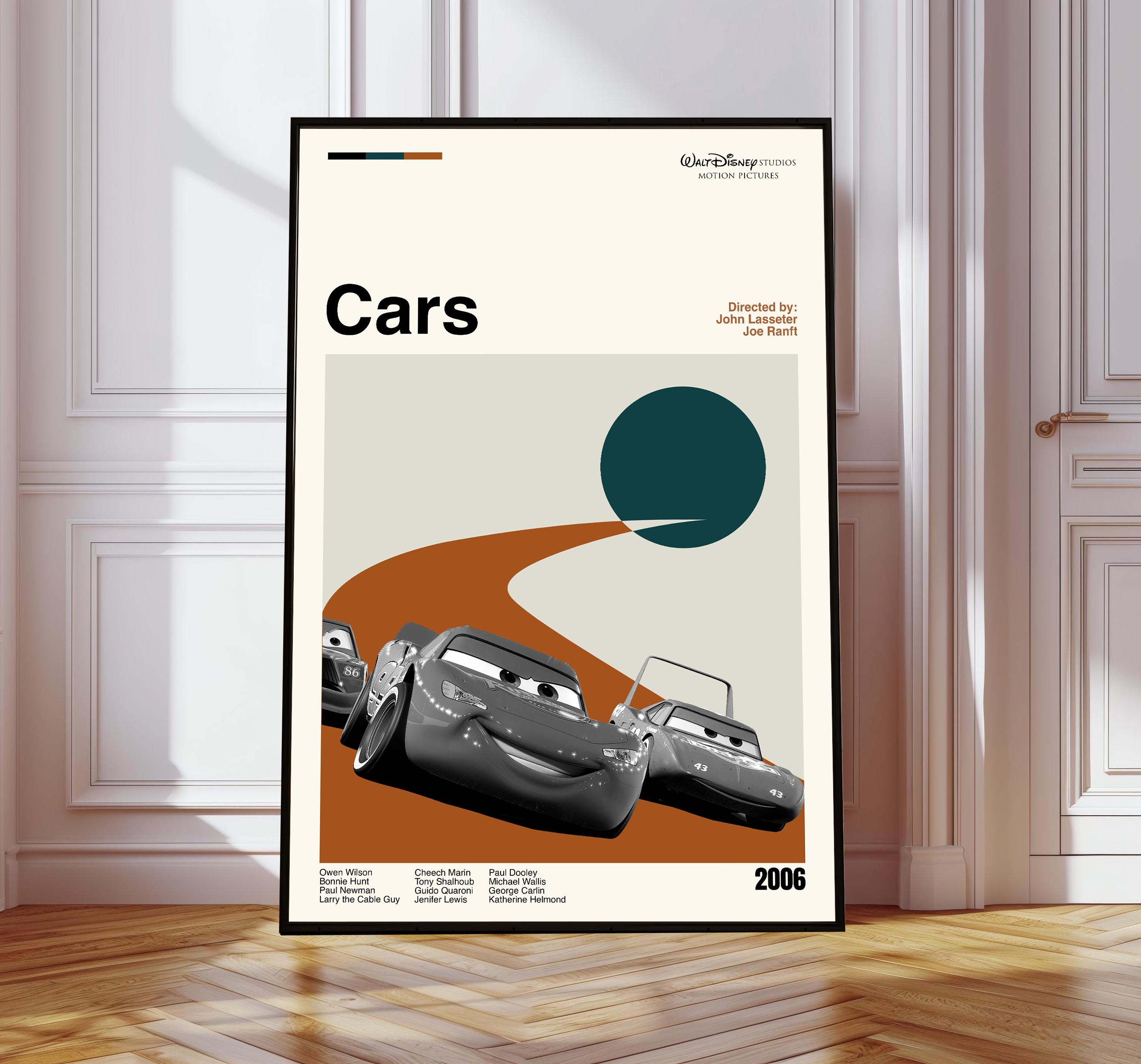 CARS 2006 Movie Poster, Lightning Mcqueen Poster, Kid Room Decor, Mid ...