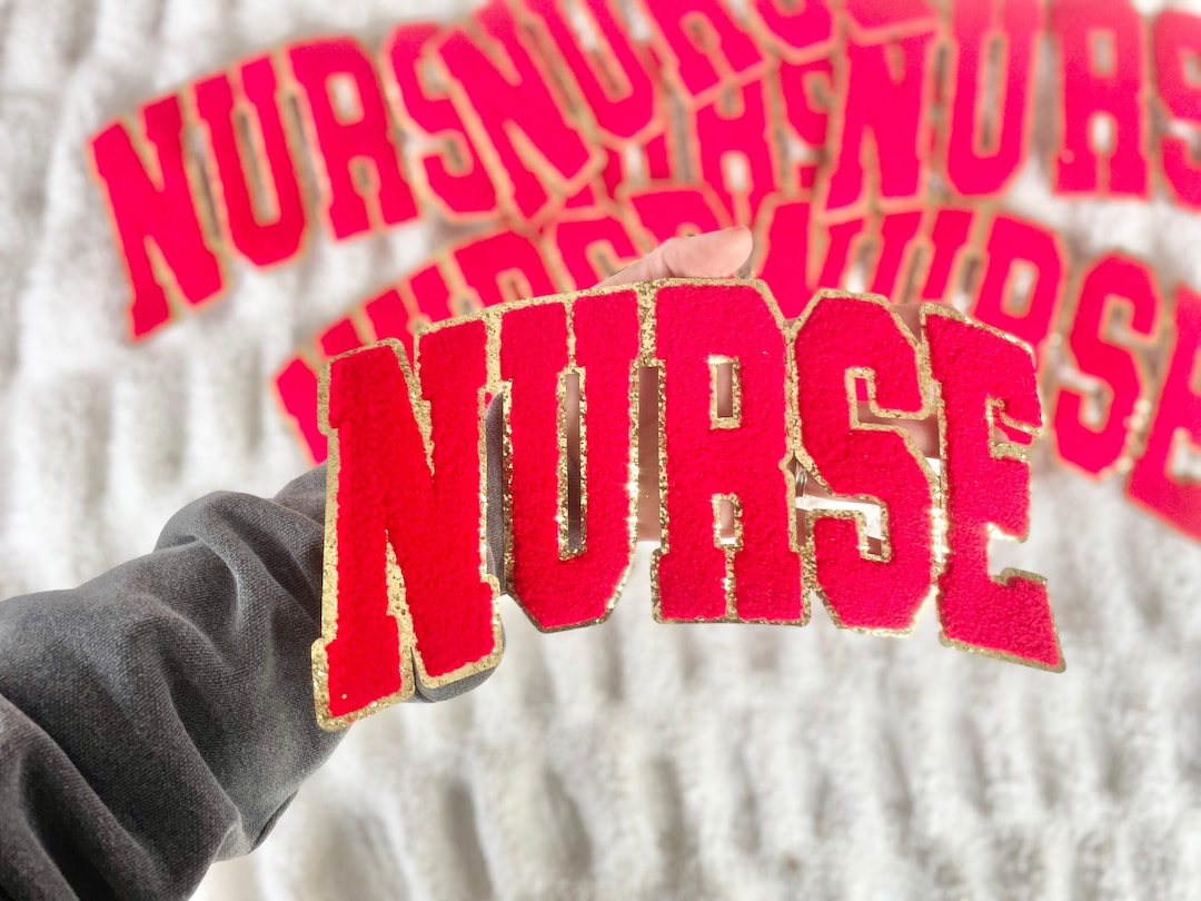 LARGE Nurse Red Iron on Patch Cute Gift Embroidery Clothing DIY Shirt ...