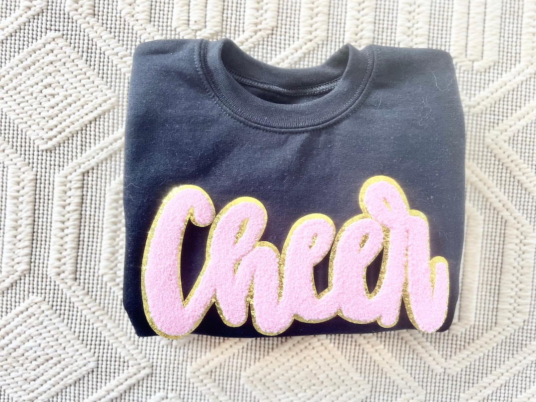 CHEER Youth Trendy Cute Pink Gold Glitter Chenille Winter Sweatshirt ...