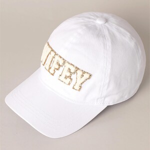 WIFEY Chenille Baseball Cap White Honeymoon Beach Beige Just Married ...