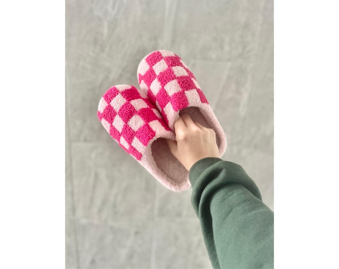 Checkered Slippers, Checkerboard Bedroom Shoes, Women’s Slippers ...