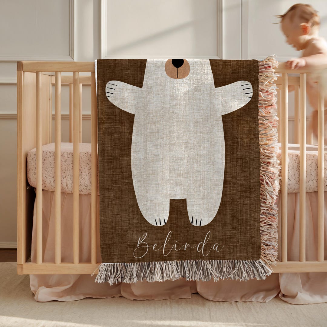 Custom Baby Faux Bear Skin Forest Blanket Personalized Name Blanke ...