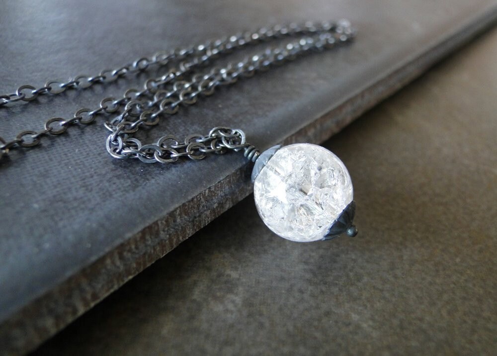 Quartz Crystal on an Oxidized Sterling Silver Chain - Etsy