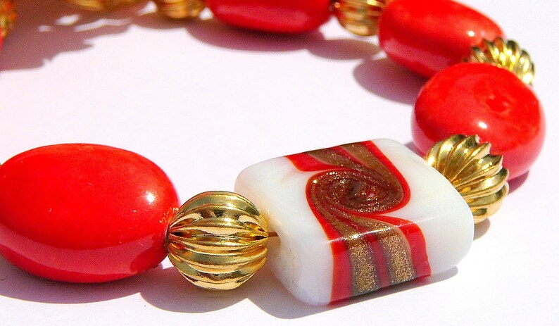 Bright Red Bracelet, Vibrant Fancy Glass Beads - Etsy