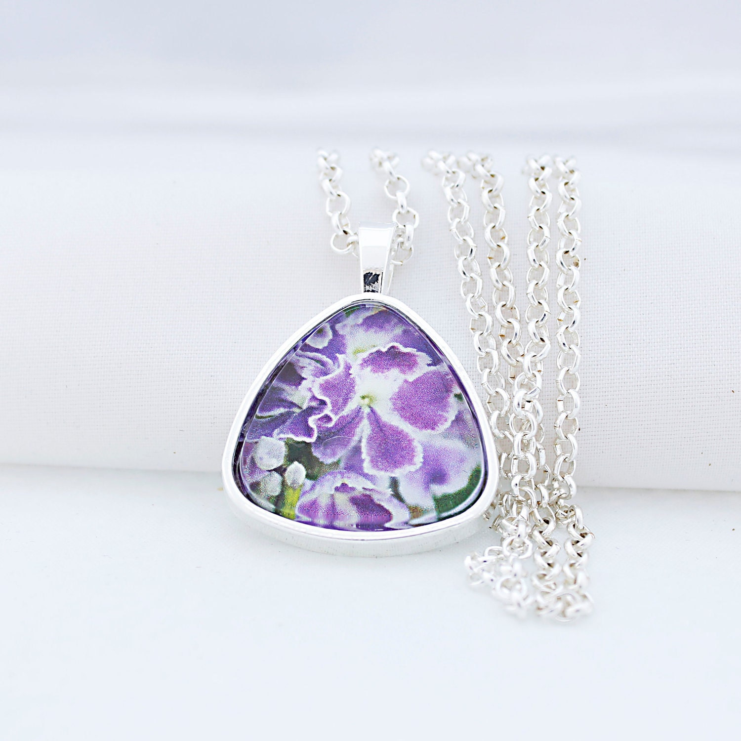 Flower Pendant, Triangle Pendant Necklace, Silver Tone, Photography ...