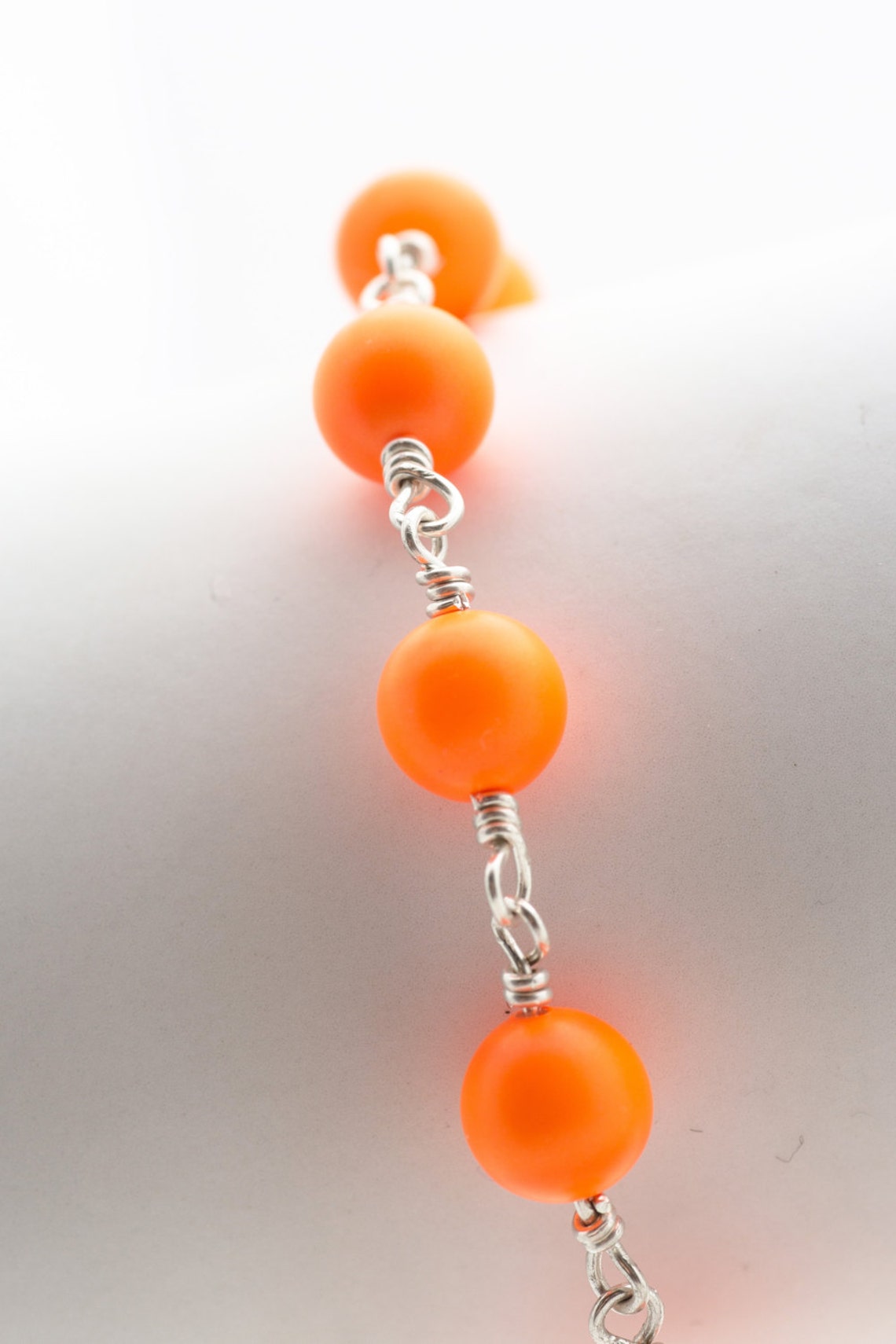 Neon Orange Bracelet With Sterling Silver Wire - Etsy