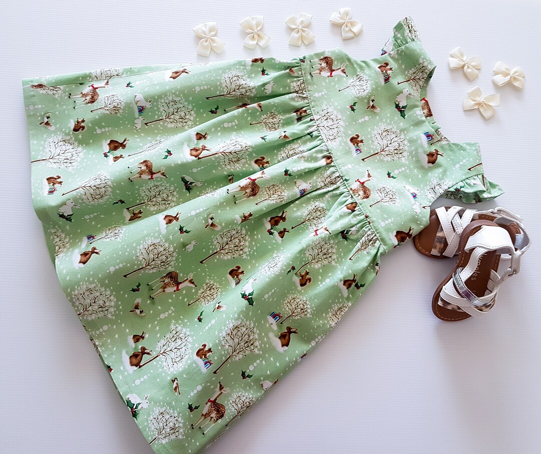 Baby Dress, Woodland Dress, Snow Theme Dress, Christmas Dress, Winter ...