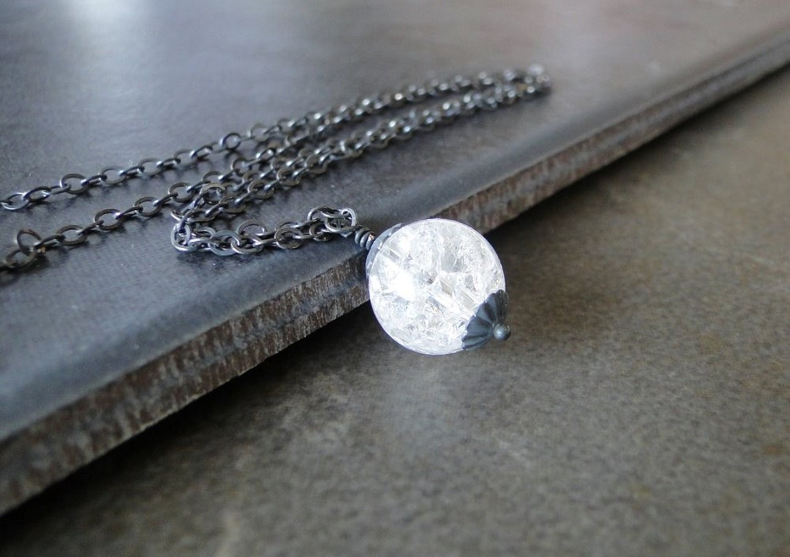 Quartz Crystal on an Oxidized Sterling Silver Chain - Etsy