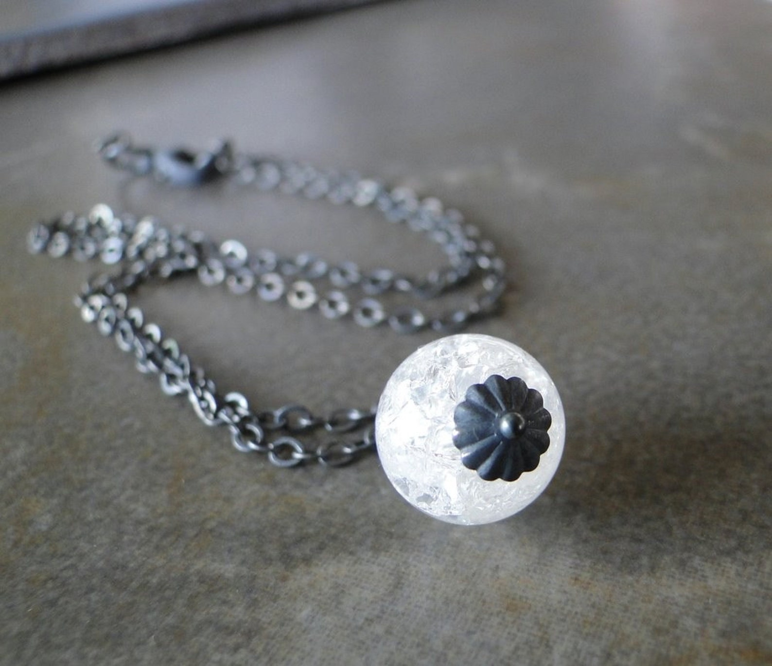Quartz Crystal on an Oxidized Sterling Silver Chain - Etsy