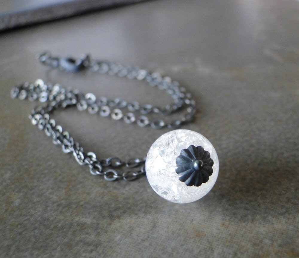 Quartz Crystal on an Oxidized Sterling Silver Chain - Etsy