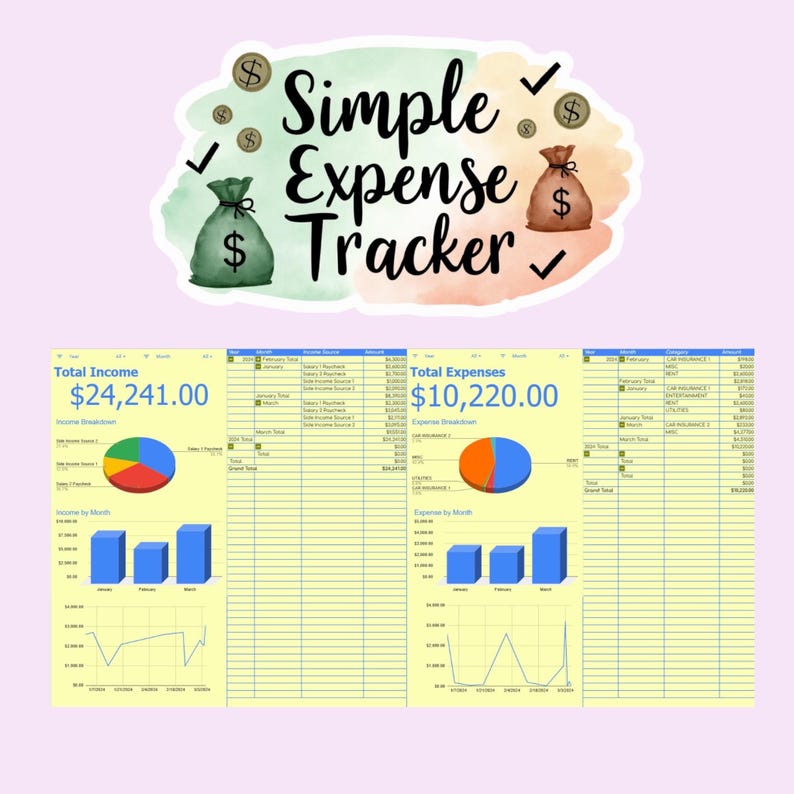Simple Budget Planner | Income and Expense Tracker Google Sheet Monthly ...