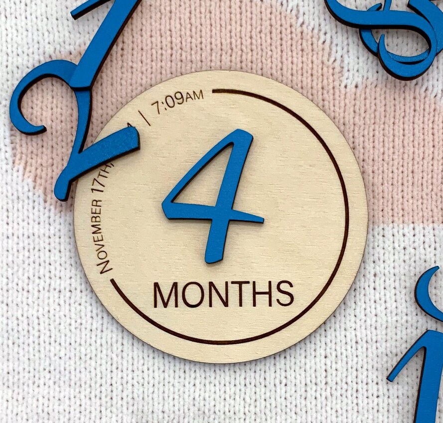 Round Baby Photo Plaque Milestone Photo Prop - Etsy