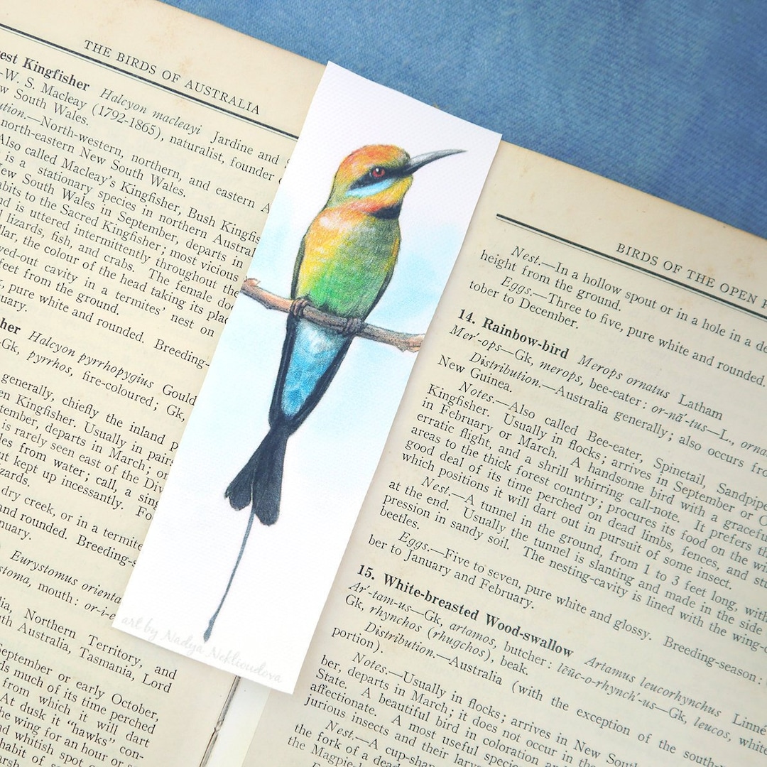 Bird Art Bookmark - Rainbow Bee-eater - Canvas Bookmark Print 2x6 in ...
