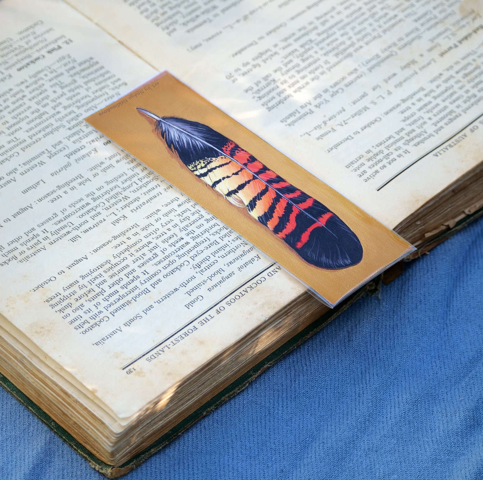 Black Cockatoo Feather Bookmark Canvas Bookmark 2x6in - Etsy Australia