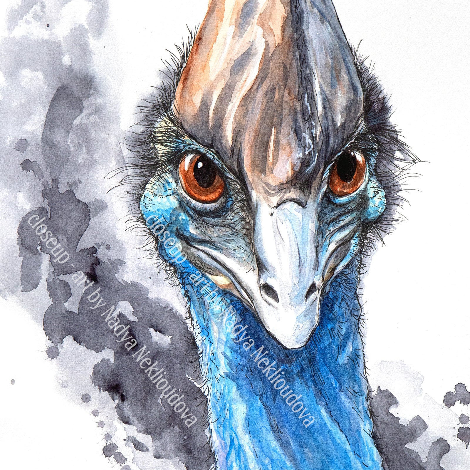 Whimsical Cassowary Watercolour Print - Quirky Australian Bird Art - Etsy