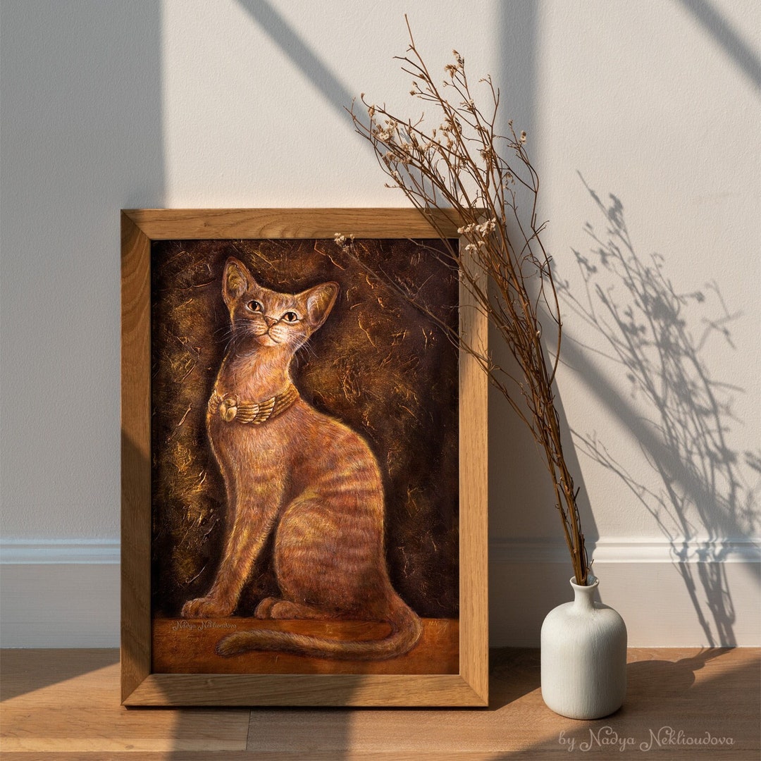 Ancient Egyptian Goddess Bast or Bastet Cat Art Print - Mystical Feline ...
