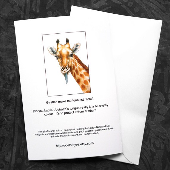 Funny Giraffe Greeting Card 5x7 Inch Card With Envelope | Etsy