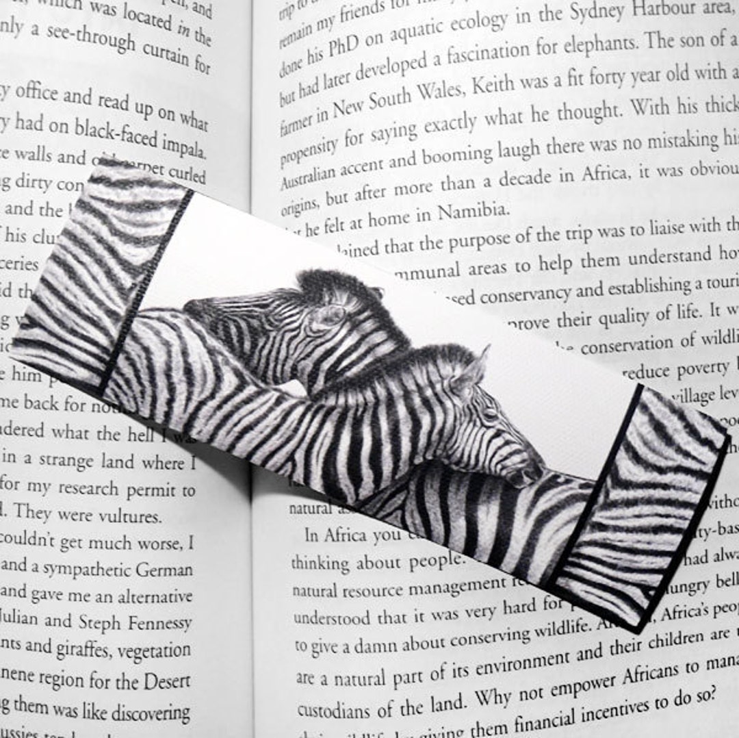 Art Bookmark - Zebra Love - Canvas Printed Bookmark 2x6 Inches (5x15cm ...