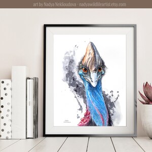 Cassowary Print - Watercolour Cassowary Art, Tropical Bird Lover Gift ...