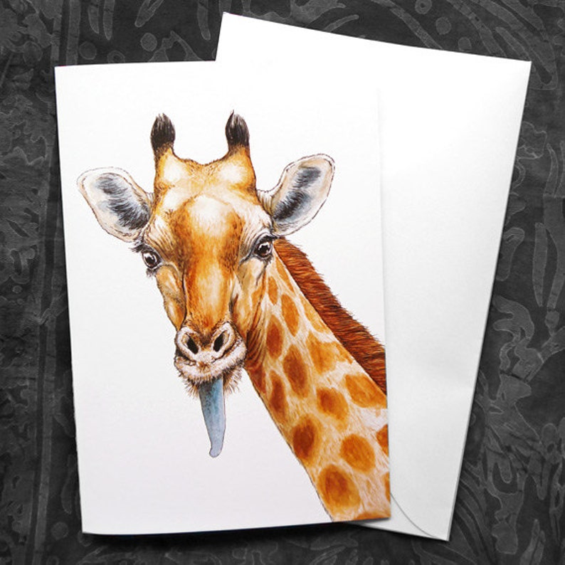 Funny Giraffe Greeting Card 5x7 Inch Card With Envelope - Etsy