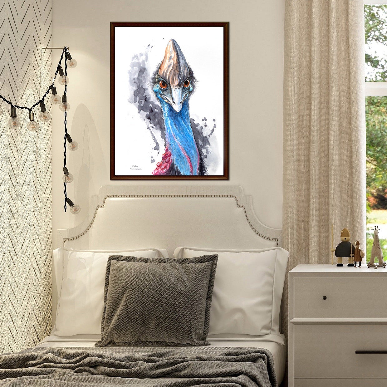 Whimsical Cassowary Watercolour Print - Quirky Australian Bird Art - Etsy