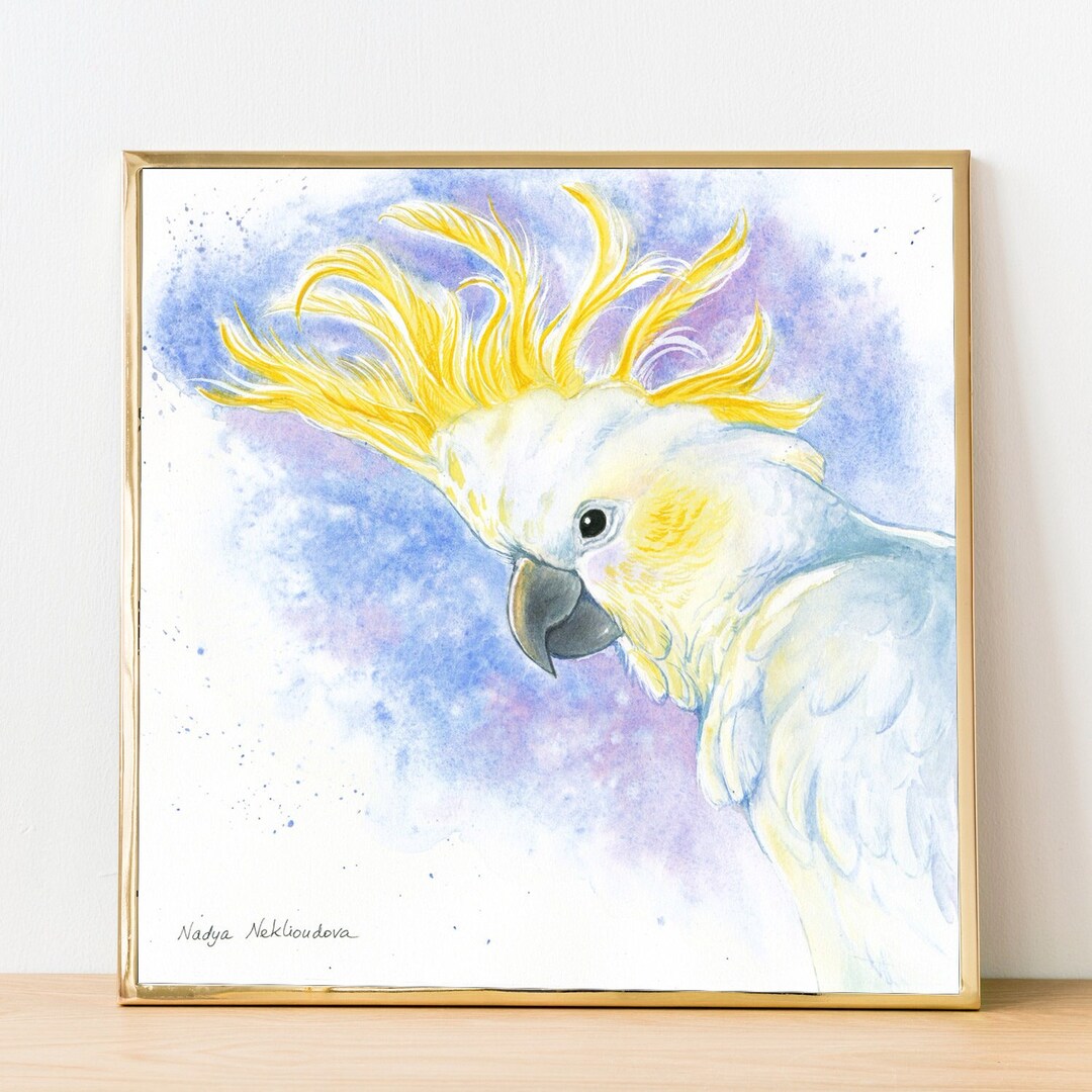 Cheeky Cockatoo Art Print - Sulphur-crested Cockatoo Print, Native Bird ...