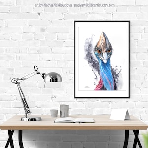 Cassowary Print - Watercolour Cassowary Art, Tropical Bird Lover Gift ...