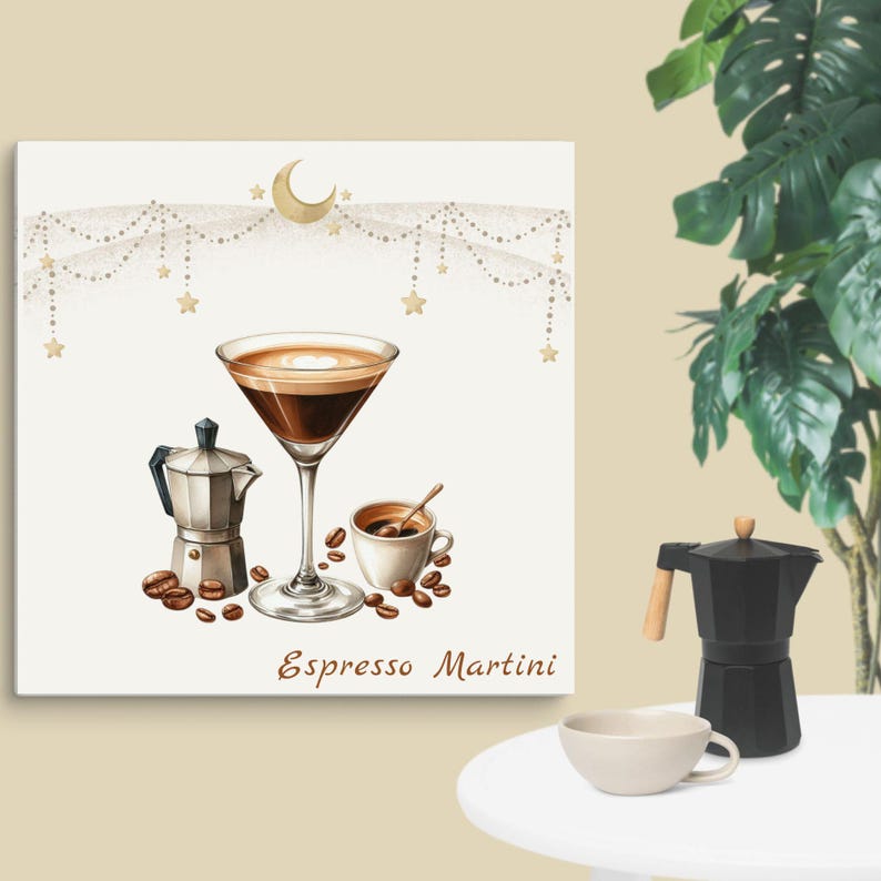 Espresso Martini Moonlight Cocktail Wall Art Canvas Print – Perfect for ...