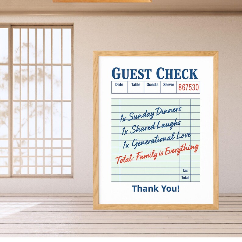 Guest Check Print Guest Check Poster Guest Check Guest Check Wall Art ...