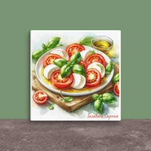 Italian Food Insalata Caprese Canvas Wall Art Print Featuring Tomatoes ...