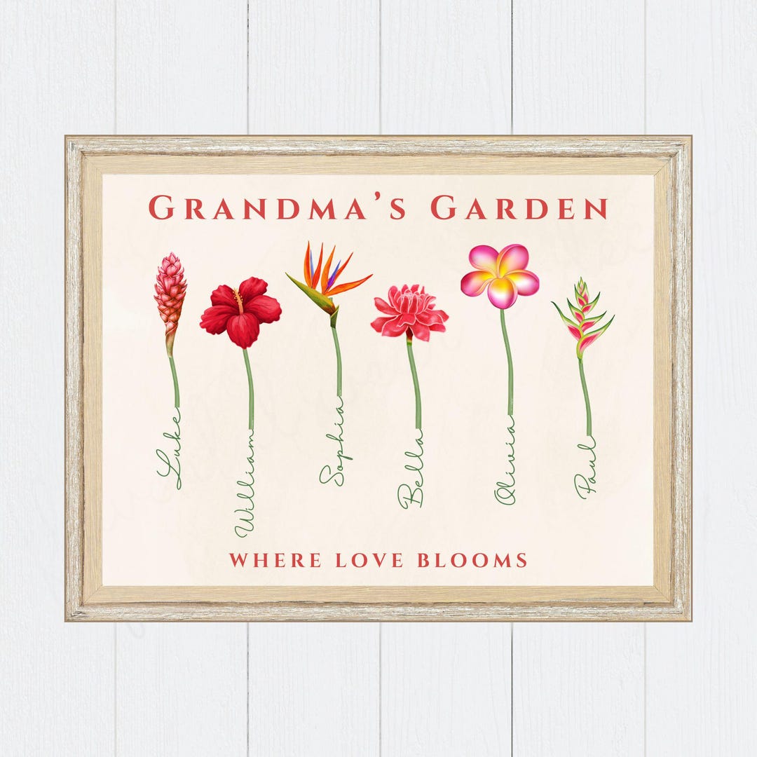 Grandma's Garden - Birth Flower Art - Personalized Grandma Gift ...