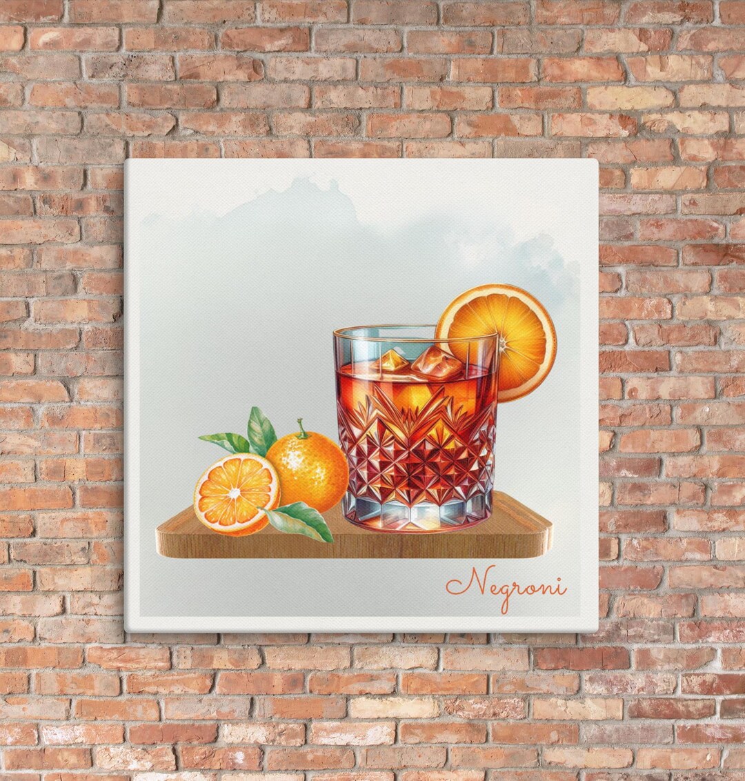 Negroni Canvas Wall Art Negroni Cocktail Art Classic Negroni Art ...