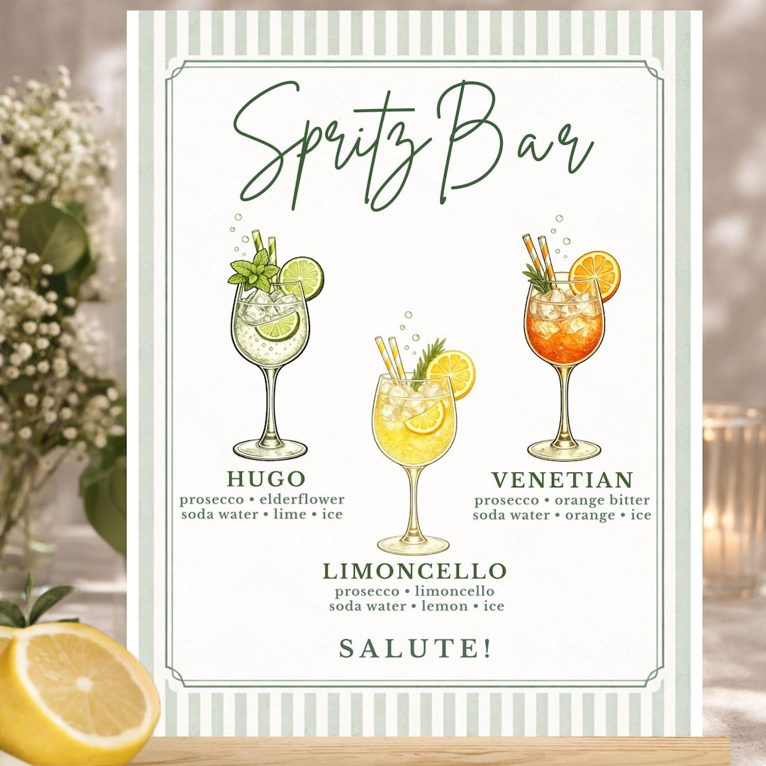 Spritz Bar Sign Limoncello Spritz Hugo Spritz Cocktail Station Drink ...