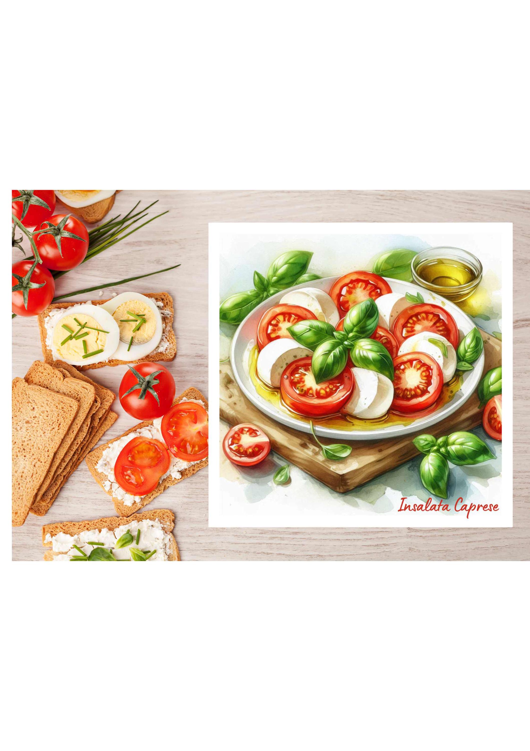 Italian Food Insalata Caprese Canvas Wall Art Print Featuring Tomatoes ...