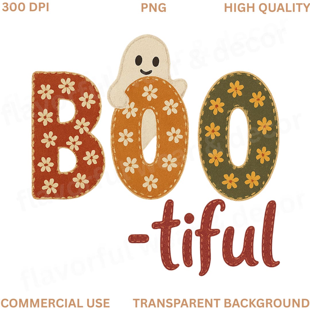 Boo-tiful PNG Floral Ghost PNG Family Halloween PNG Girly Fall Png Cute ...