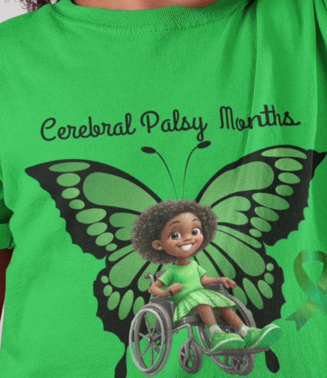 Cerebral Palsy Awareness Youth Tee - Green Butterfly Design - Etsy