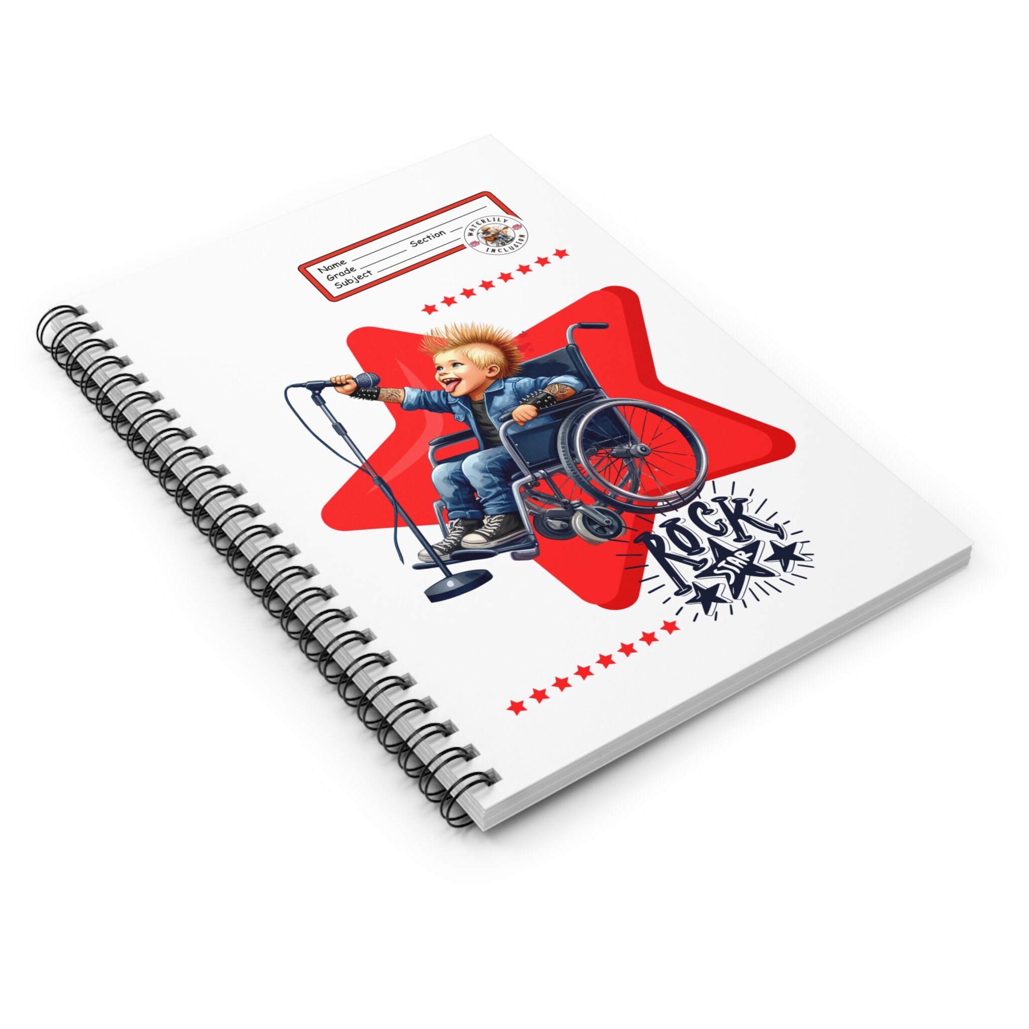 Music Singing Notebook Boy in Wheelchair Notebook Rock and Roll ...