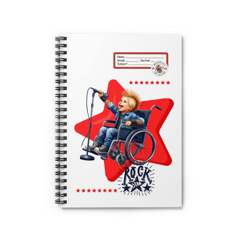 Music Singing Notebook Boy in Wheelchair Notebook Rock and Roll ...