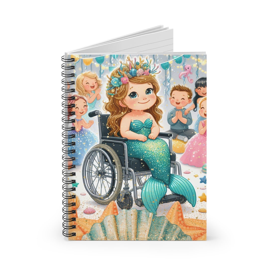 Mermaid Girl in Wheelchair Spiral Notebook Ruled - Etsy