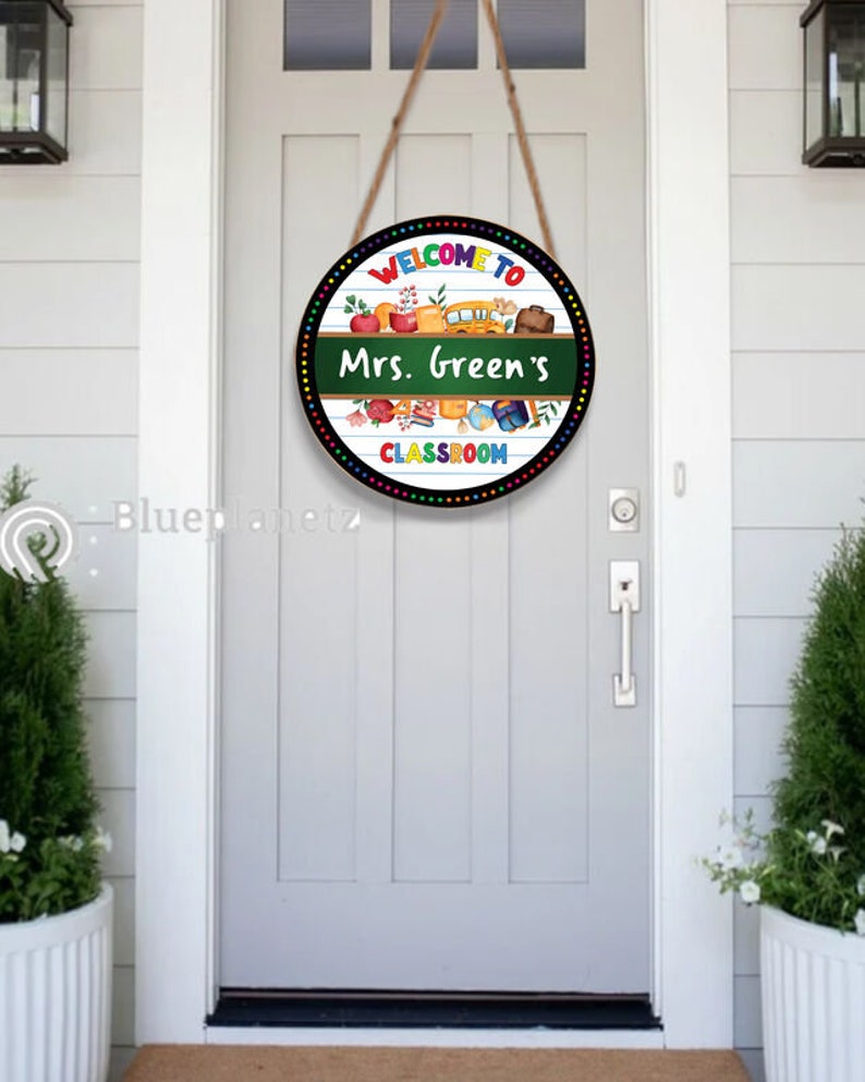 Personalized Teacher Door Hanger, Custom Welcome Teacher's Classroom ...