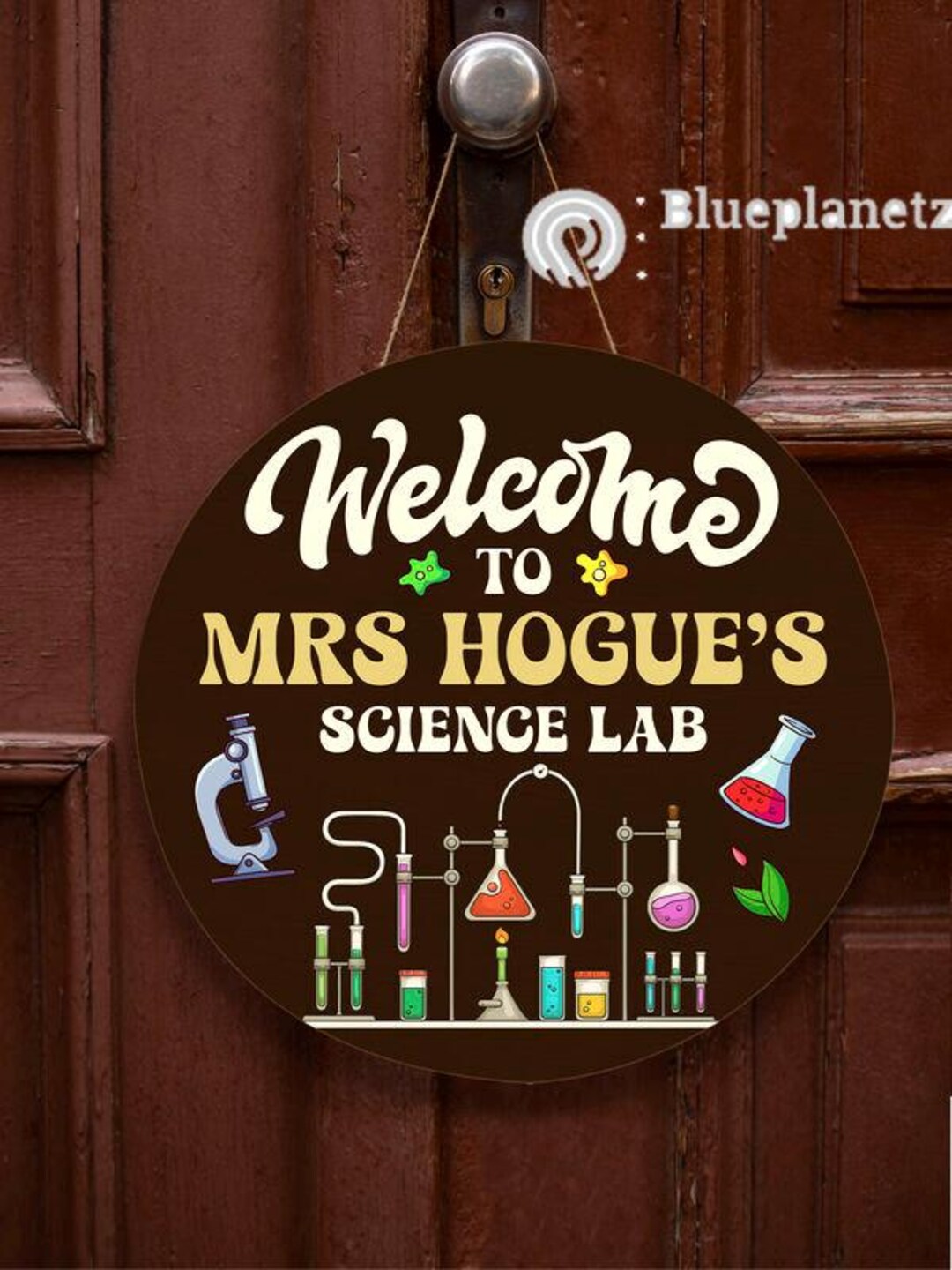 Personalized Teacher Door Hanger, Custom Welcome Teacher Science Lab ...