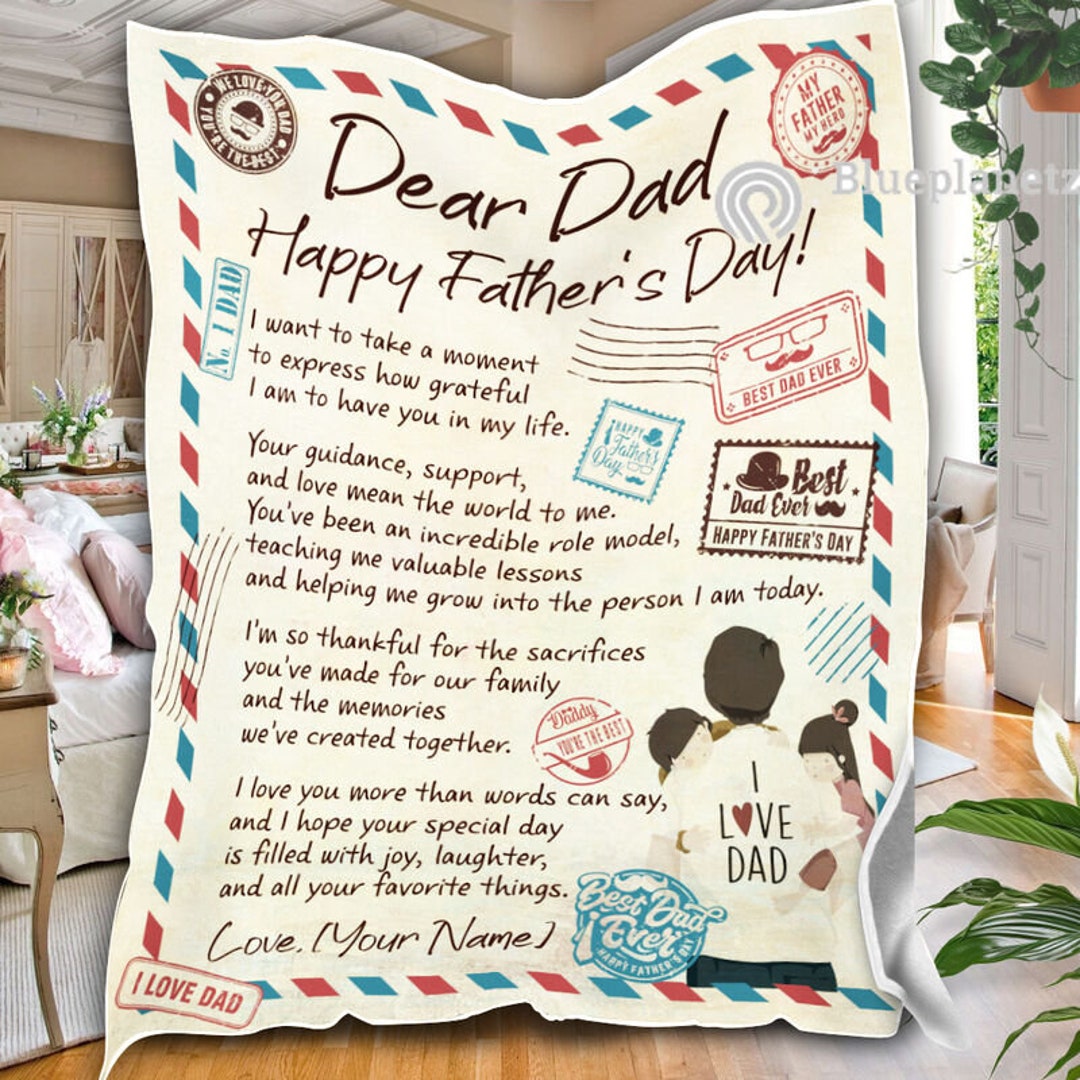 Personalized Letter to My Dad, Grandpa Blanket, Custom Father's Day ...