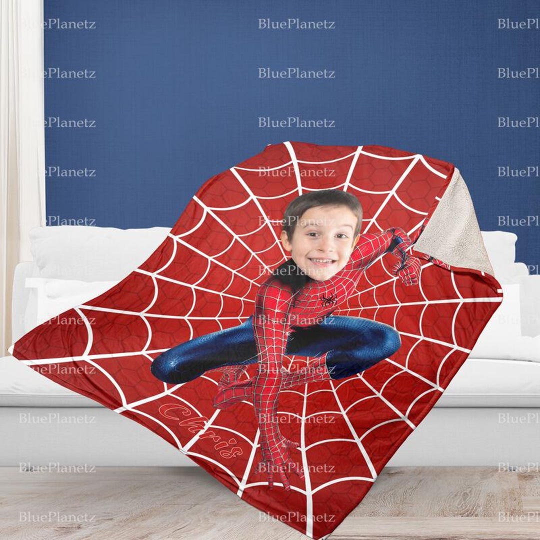 Personalized Red Spider Man Blanket, Custom Photo Name Superhero ...