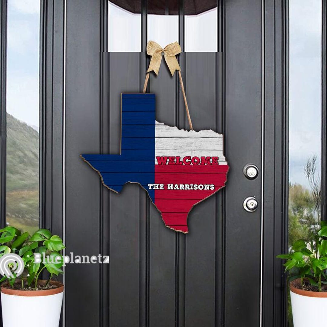 Custom Taxes State Craft Shape Wood Sign, Personalized Welcome & Family ...