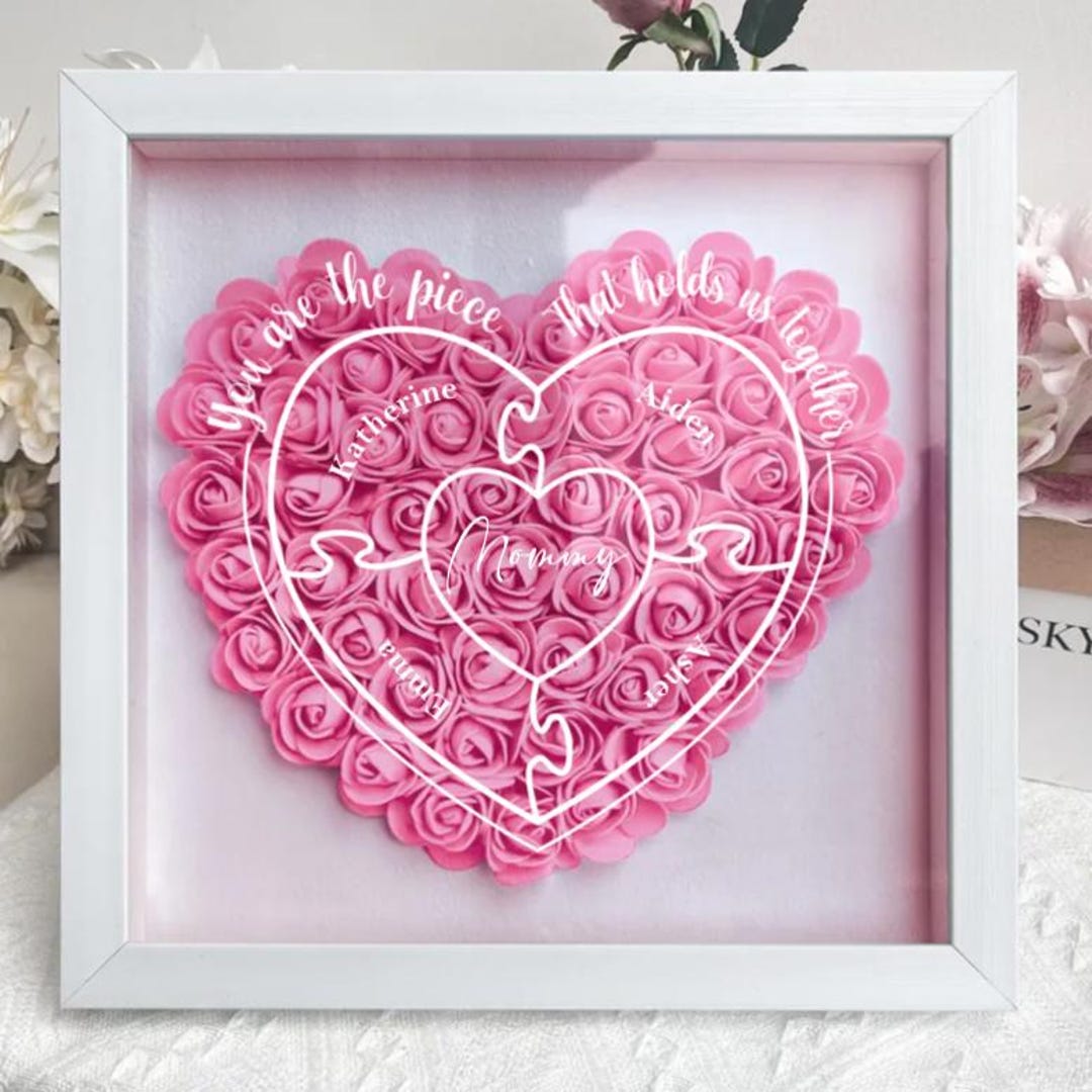 Custom Heart Flower Shadow Box, Personalized Names Puzzles You Are the ...
