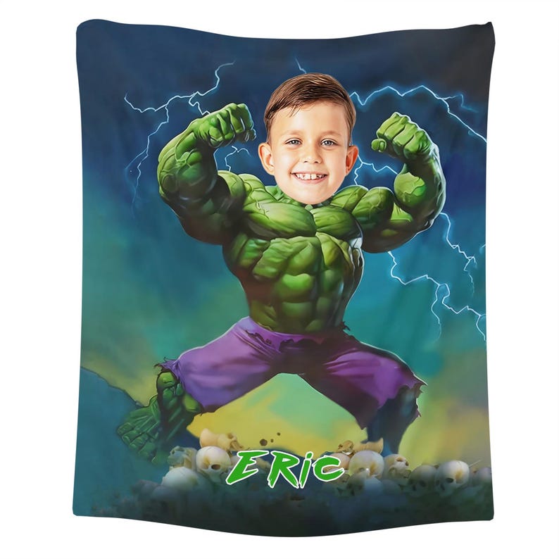 Personalized Hulk Blanket, Custom Photo Name Superhero Blanket ...