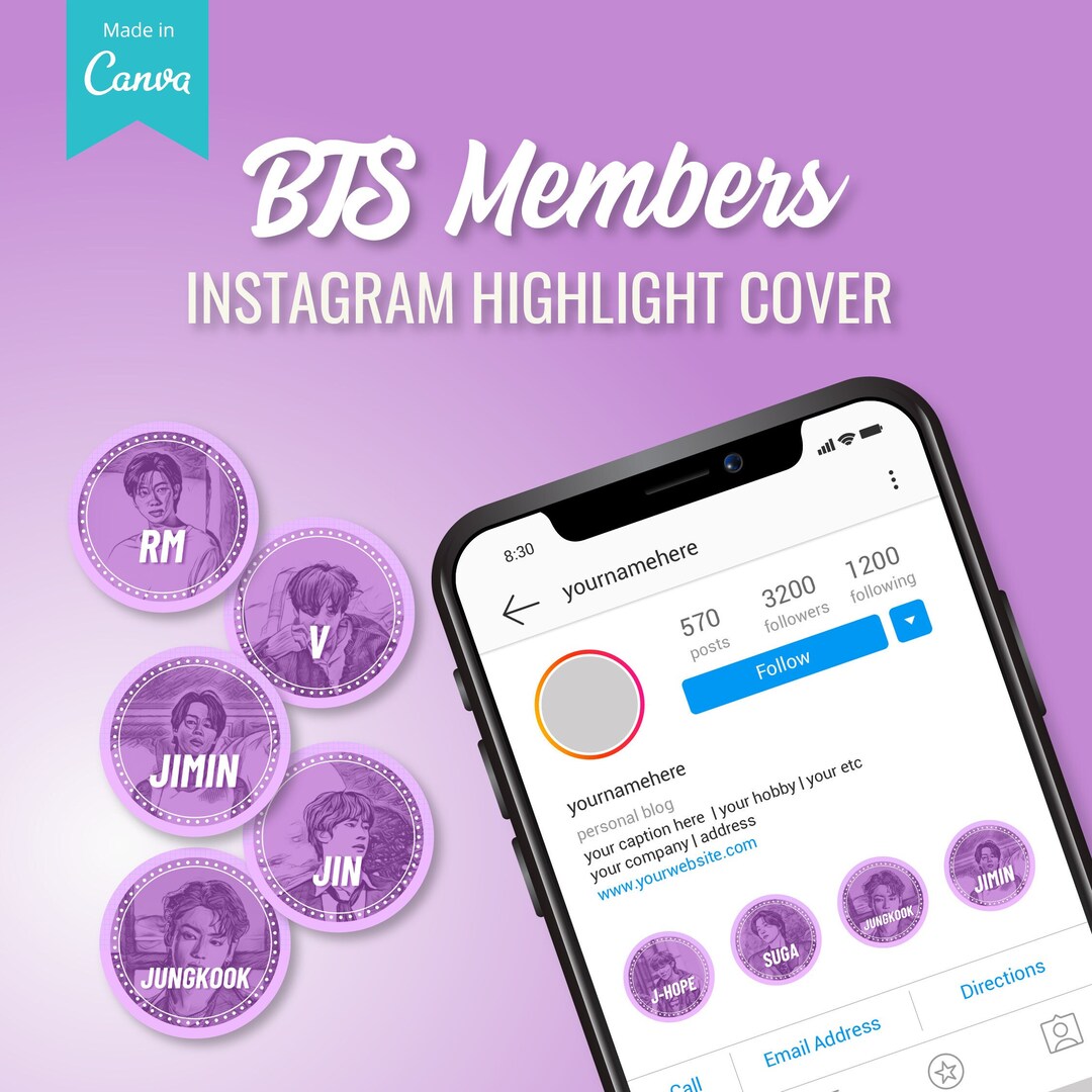 BTS Members Instagram Highlight Cover, KPOP Highlight Icon, Instagram ...